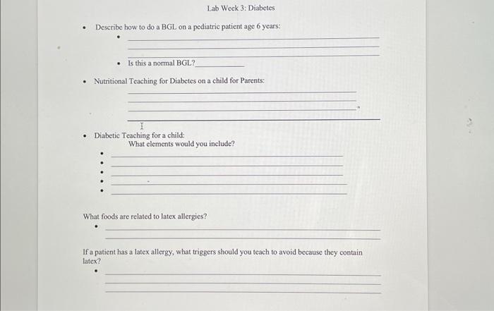 Solved - Describe how to do a BGL on a pediatric patient age | Chegg.com