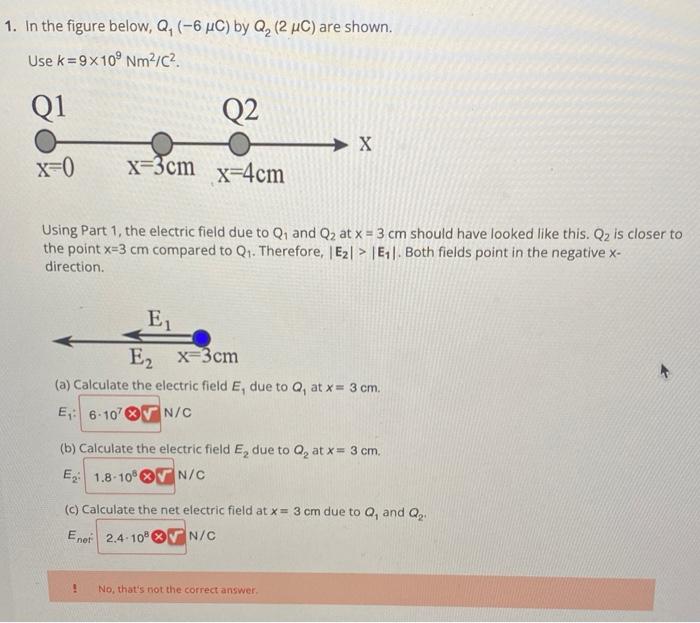 Solved 1. In the figure below, Q1(−6μC) by Q2(2μC) are | Chegg.com