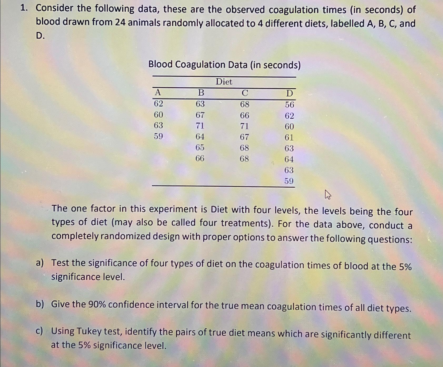 Solved Consider the following data, these are the observed | Chegg.com
