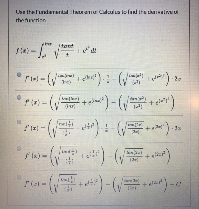 Solved Use the Fundamental Theorem of Calculus to find the | Chegg.com