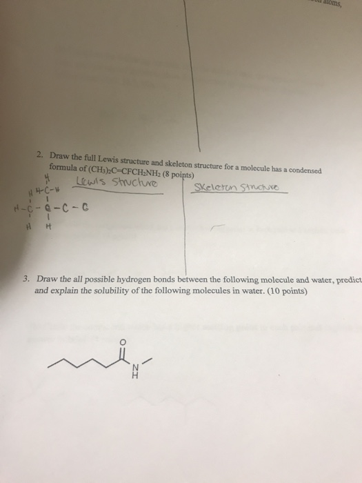 Solved 2. Draw the full Lewis structure and skeleton | Chegg.com