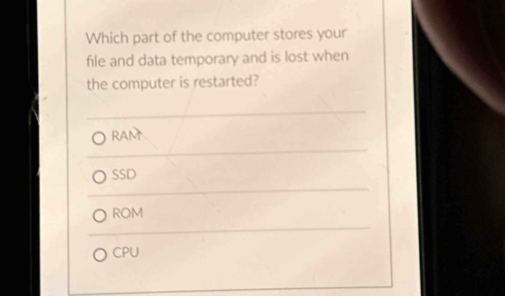 Solved Which part of the computer stores your file and data | Chegg.com
