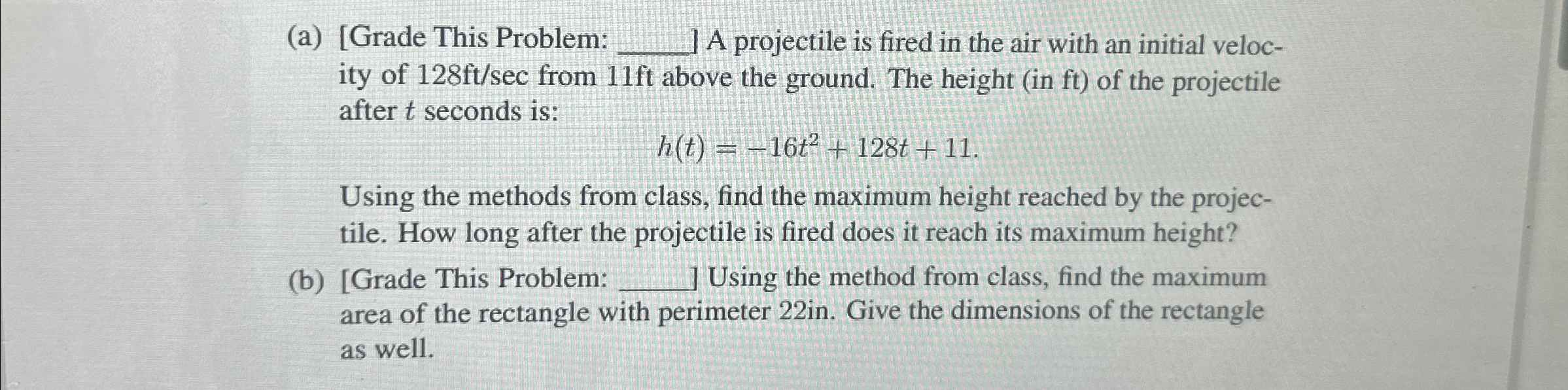 Solved (a) ﻿A projectile is fired in the air with an initial | Chegg.com