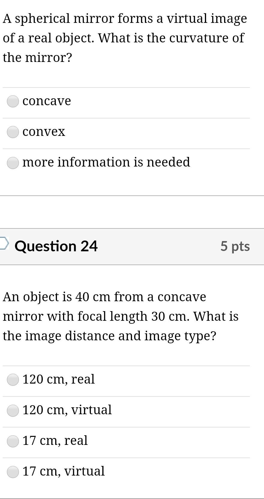 Solved A spherical mirror forms a virtual image of a real | Chegg.com
