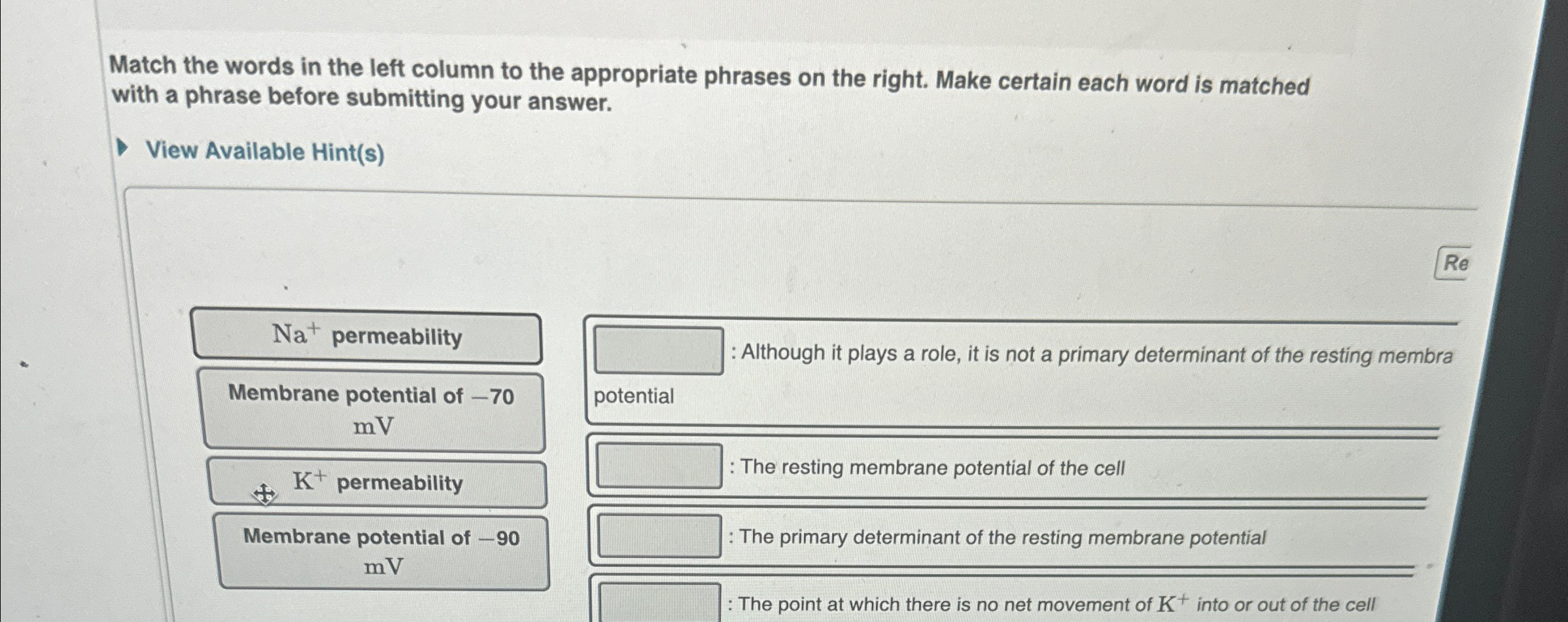 Solved Match the words in the left column to the appropriate | Chegg.com