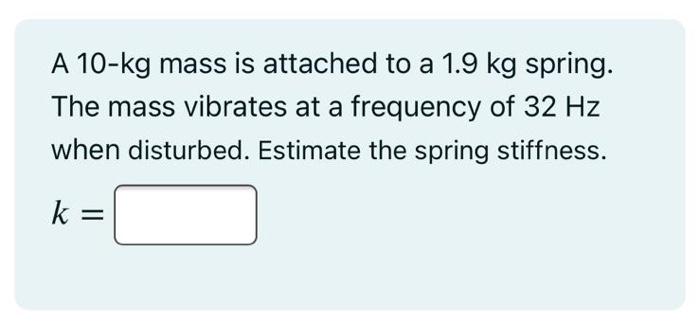 Solved A 10−kg mass is attached to a 1.9 kg spring. The mass | Chegg.com