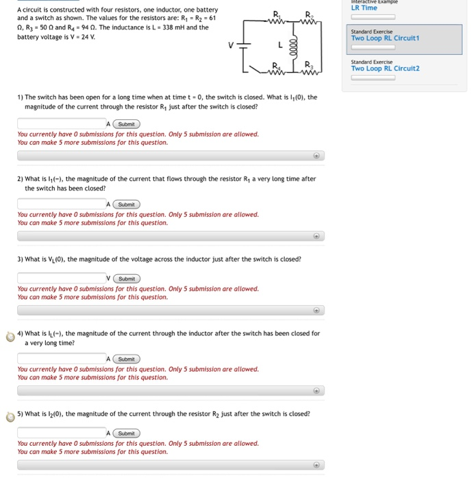 Solved LR Time A circuit is constructed with four resistors, | Chegg.com
