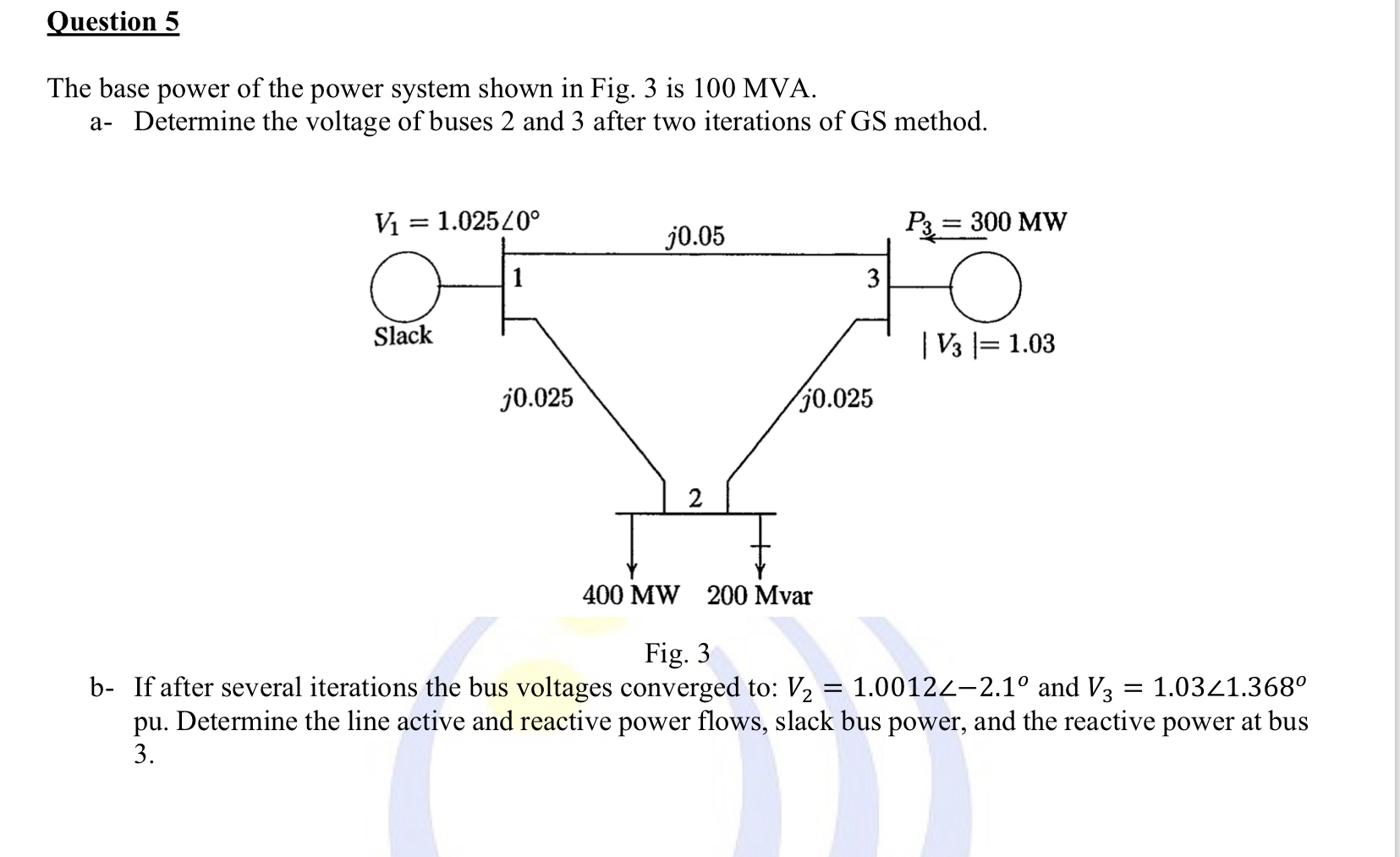 Solved Question 5The base power of the power system shown in | Chegg.com