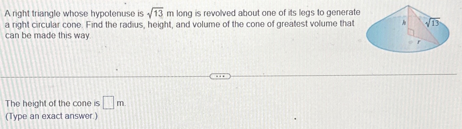 Solved A right triangle whose hypotenuse is 132m ﻿long is | Chegg.com
