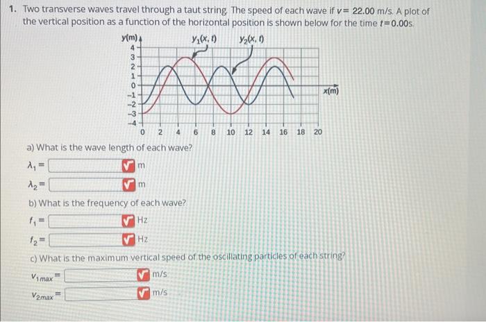 Solved Two transverse waves travel through a taut string The | Chegg.com
