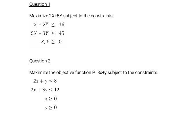 Solved Maximize 2x 5y Subject To The Constraints