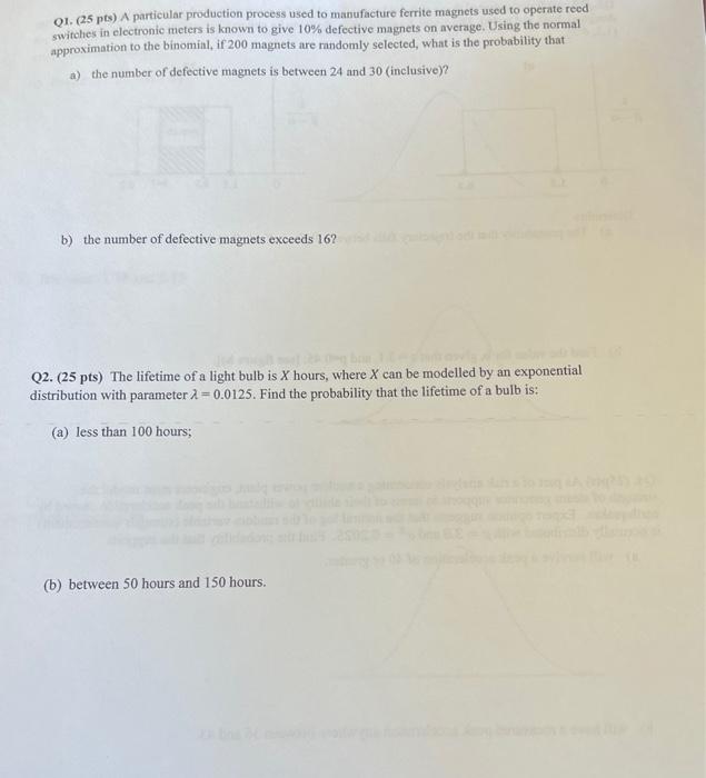 Solved Q1. (25 pts) A particular production process used to | Chegg.com