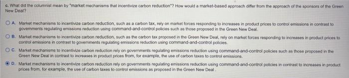 Solved 6. What did the columnist mean by market mechanisms | Chegg.com