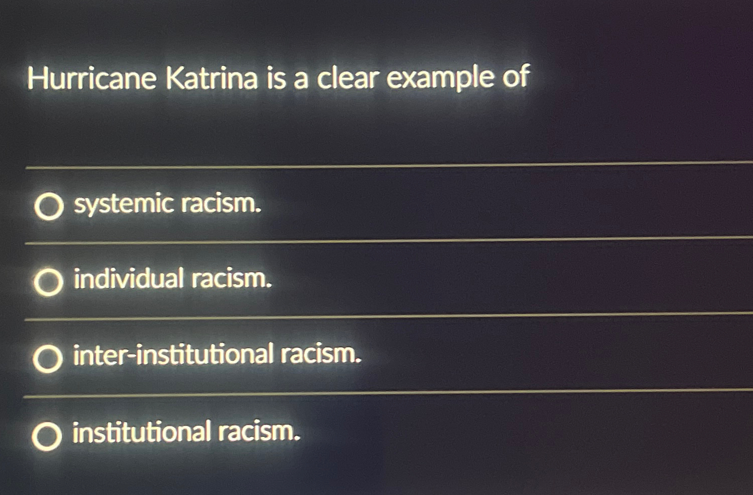 Solved Hurricane Katrina is a clear example ofsystemic | Chegg.com