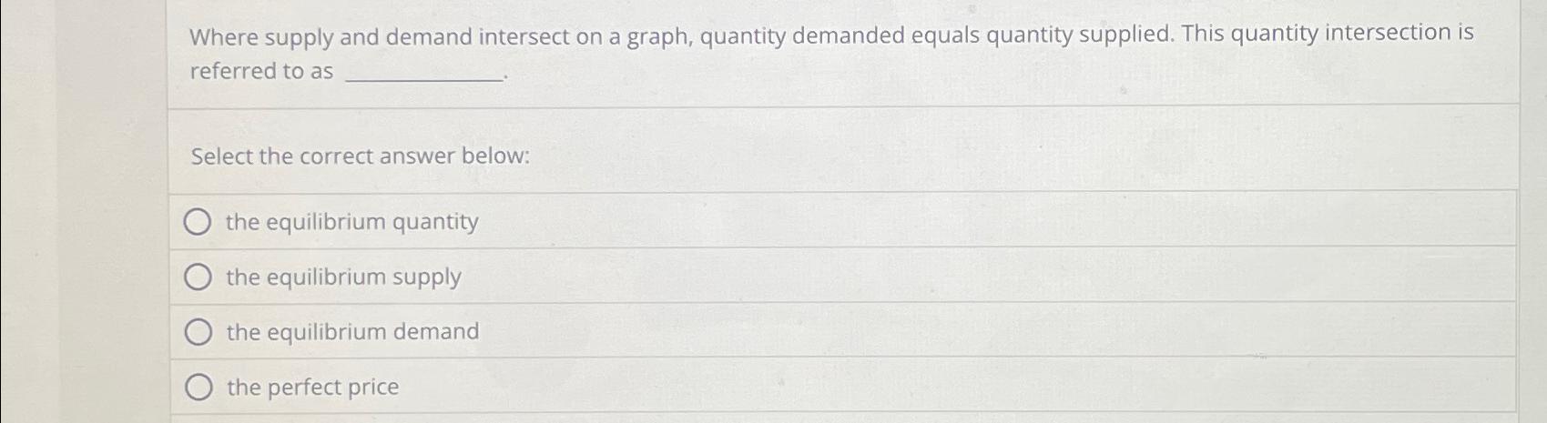 Solved Where supply and demand intersect on a graph, | Chegg.com