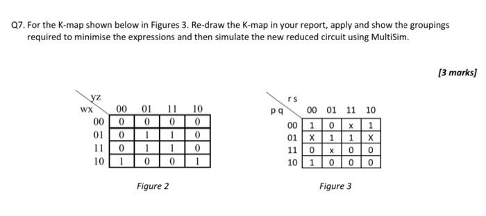 Solved Q7. For the K-map shown below in Figures 3. Re-draw | Chegg.com