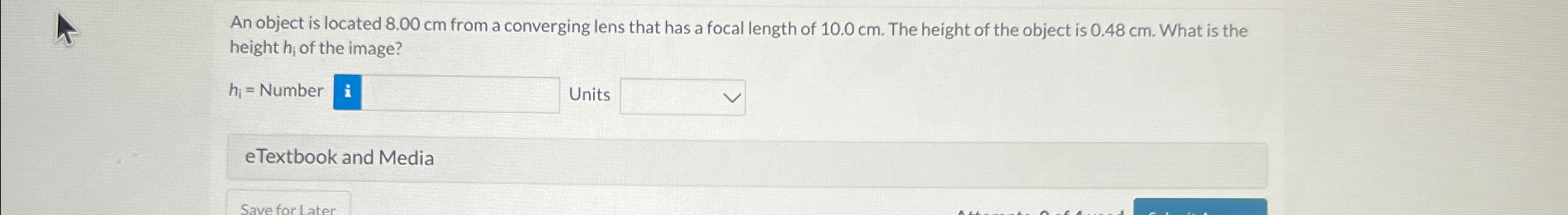Solved An object is located 8.00cm ﻿from a converging lens | Chegg.com