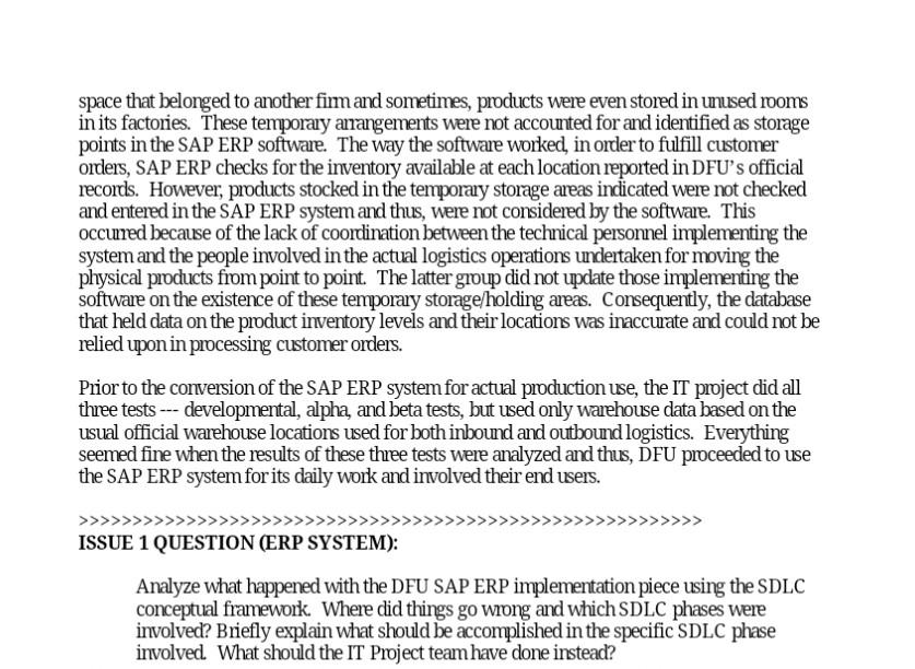 Solved ENTERPRISE SYSTEM IMPLEMENTATION CHALLENGES AT | Chegg.com