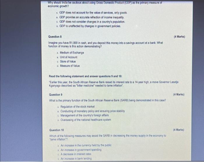 Solved Why shoud ind a be caubous about Using Gross Domestic | Chegg.com