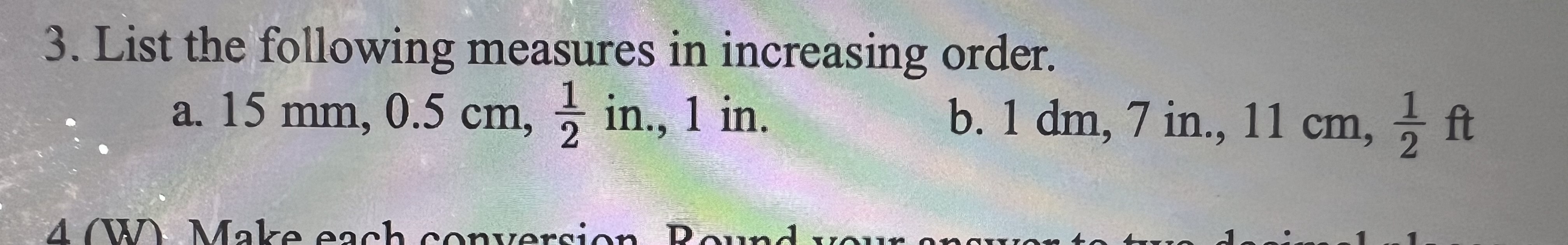 List the following measures in increasing | Chegg.com