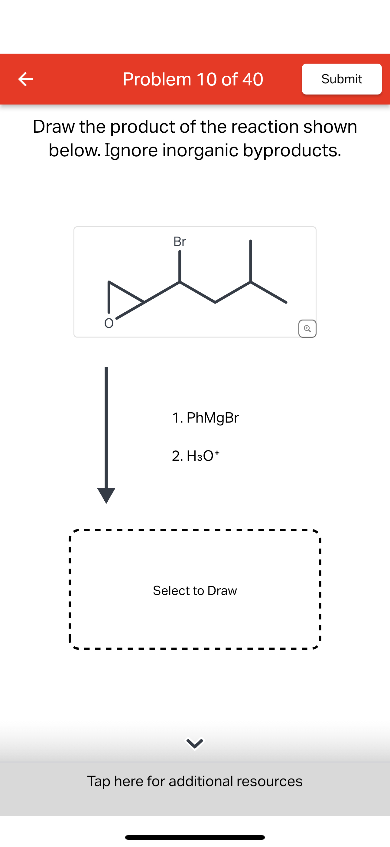 Solved Problem 10 ﻿of 40Draw the product of the reaction | Chegg.com