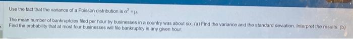 Solved Use the fact that the variance of a Poisson | Chegg.com