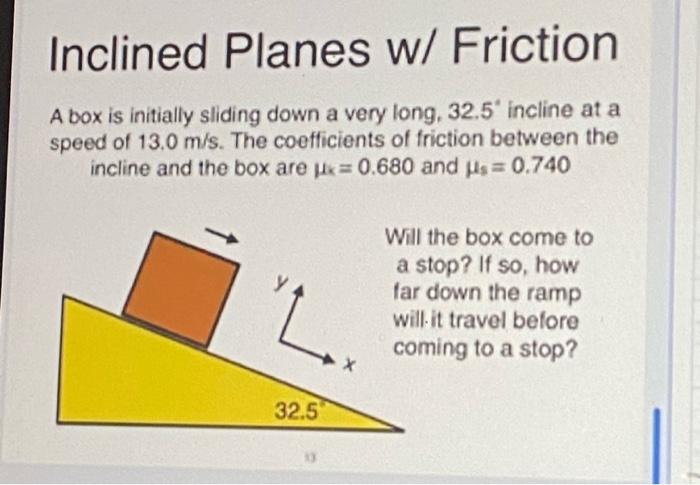 Solved Inclined Planes w/ Friction A box is initially | Chegg.com