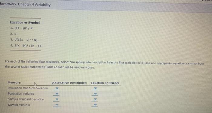 Solved 12. Measures of variability match-up There are | Chegg.com