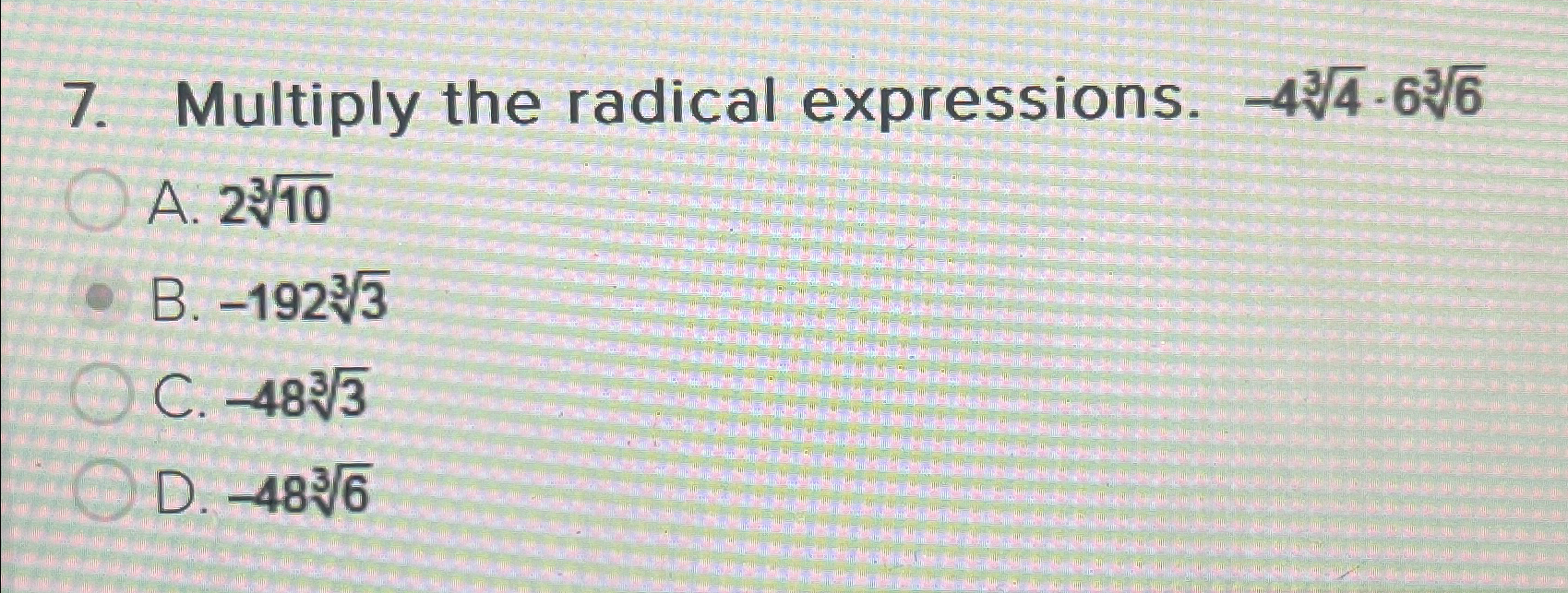 Solved Multiply the radical expressions. | Chegg.com