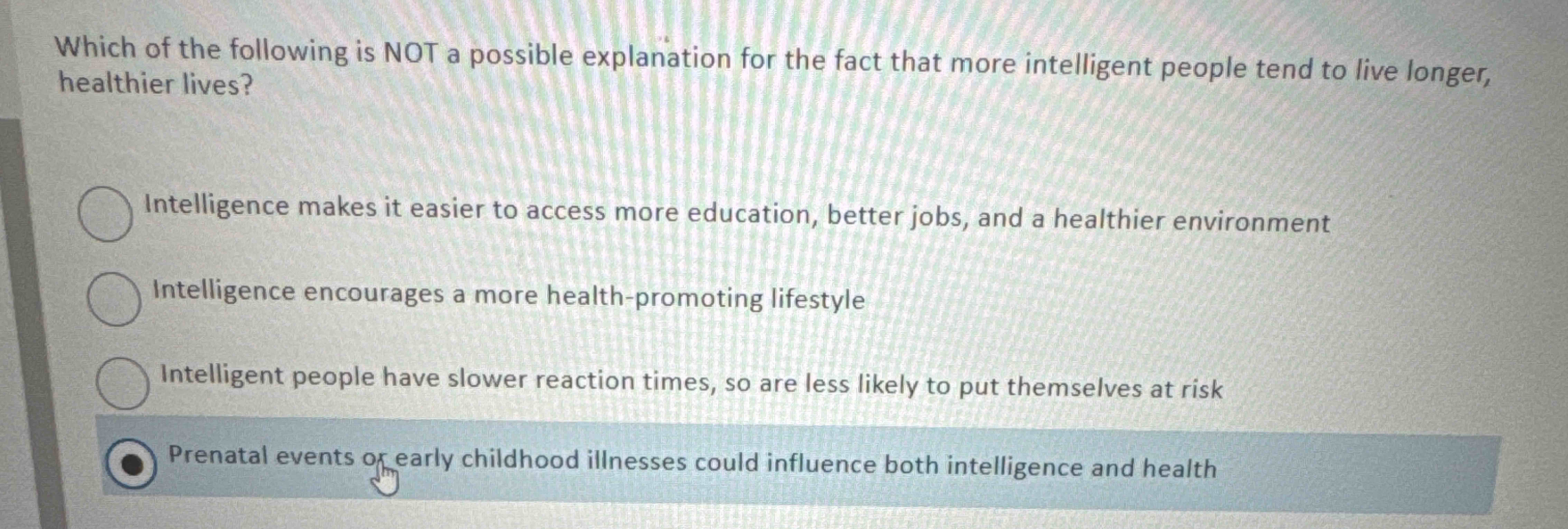 Solved Which of the following is NOT a possible explanation | Chegg.com
