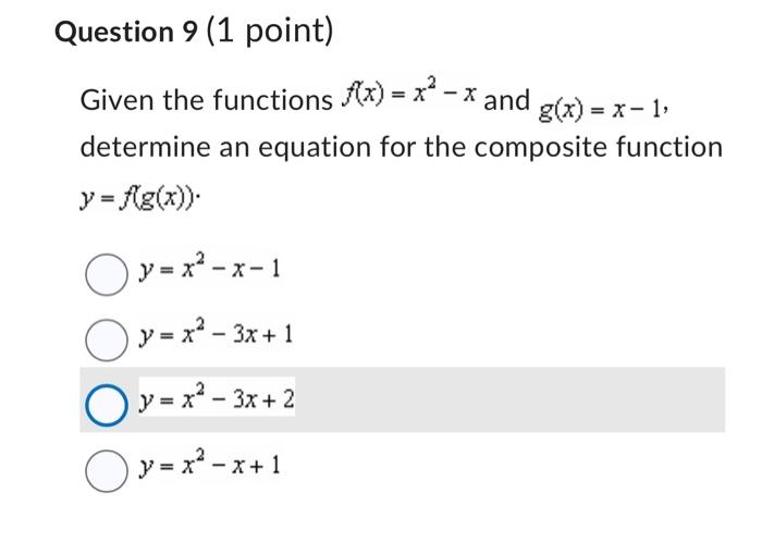 Solved Given the functions f(x)=x2−x and g(x)=x−1, determine | Chegg.com