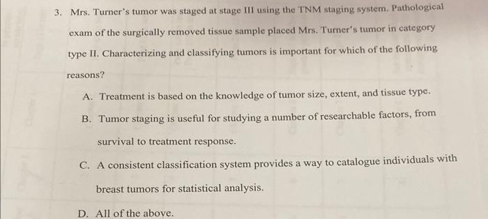 [Solved]: 1. Mrs. Turner is considered to be at increased r