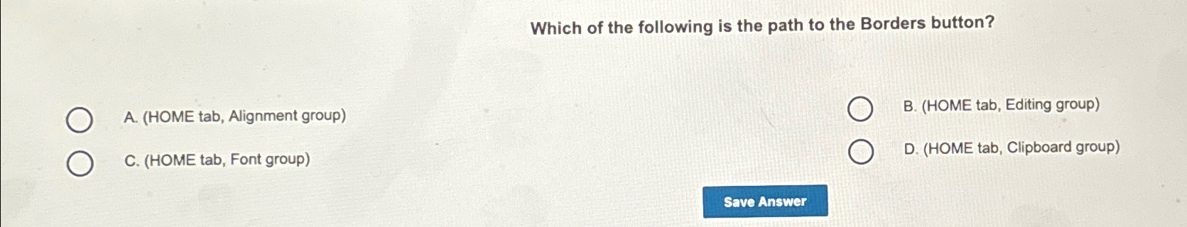 Solved Which of the following is the path to the Borders | Chegg.com