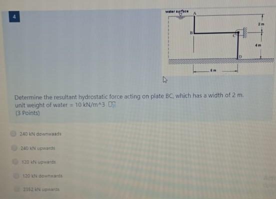 Solved water state 2m A Determine the resultant hydrostatic | Chegg.com