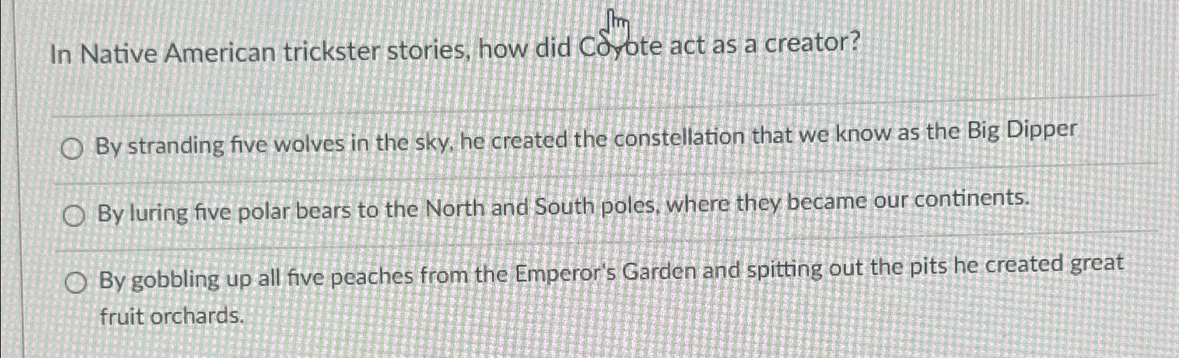 Solved In Native American trickster stories, how did C δ | Chegg.com