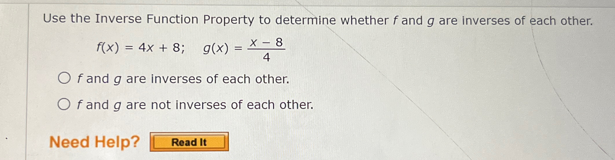 Solved Use the Inverse Function Property to determine | Chegg.com