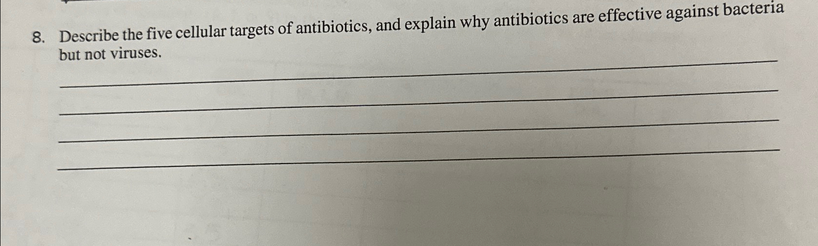 Solved Describe the five cellular targets of antibiotics, | Chegg.com
