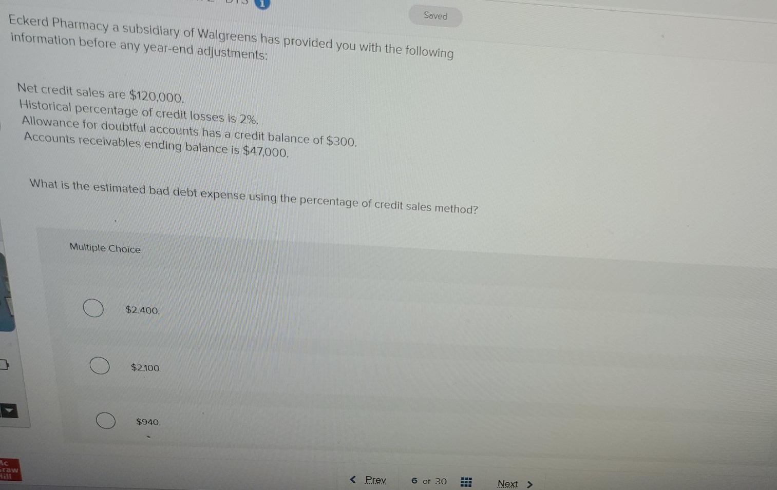 Solved Saved Eckerd Pharmacy a subsidiary of Walgreens has | Chegg.com