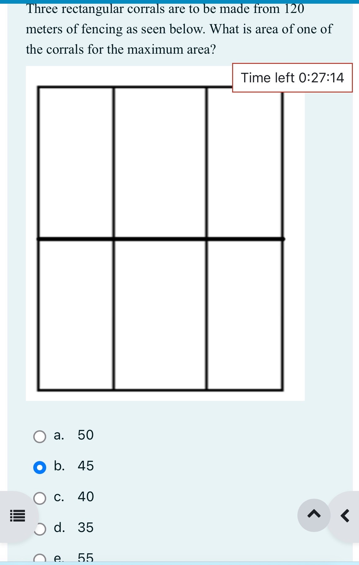 Solved Three rectangular corrals are to be made from 120 | Chegg.com