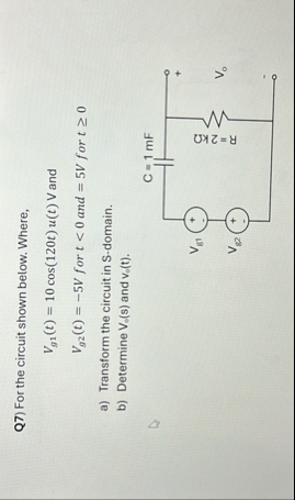 Solved Q7) ﻿For the circuit shown below. | Chegg.com