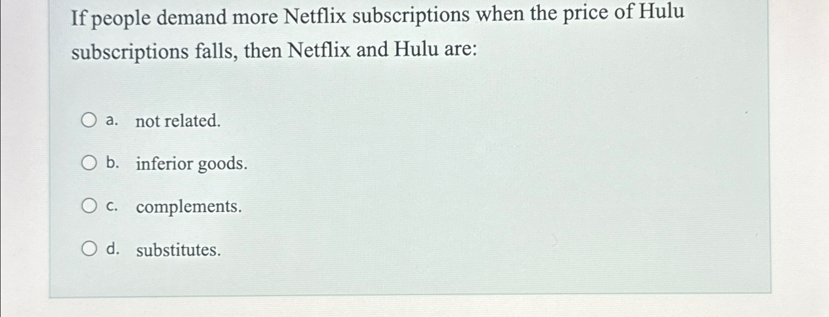 Solved If people demand more Netflix subscriptions when the | Chegg.com