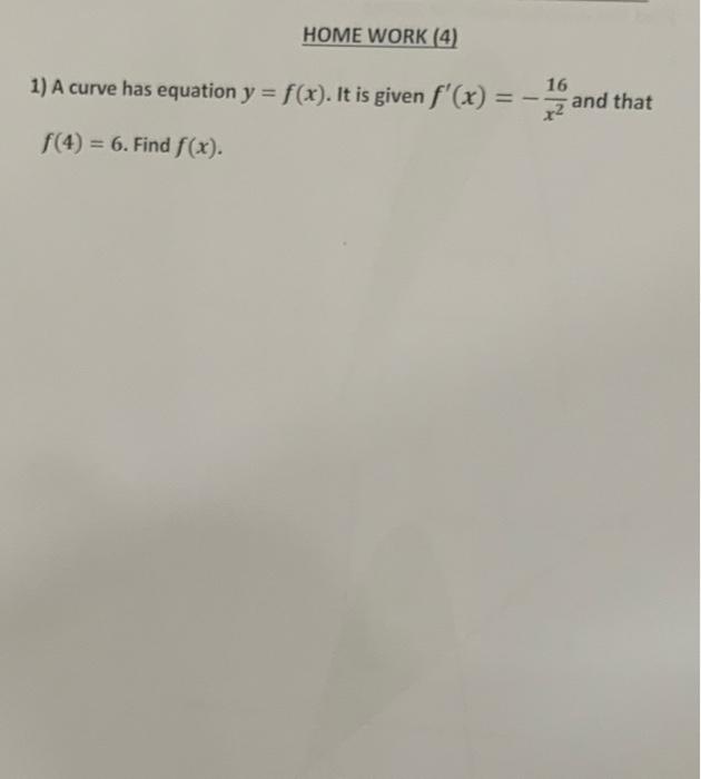 Solved 1) A curve has equation y=f(x). It is given | Chegg.com