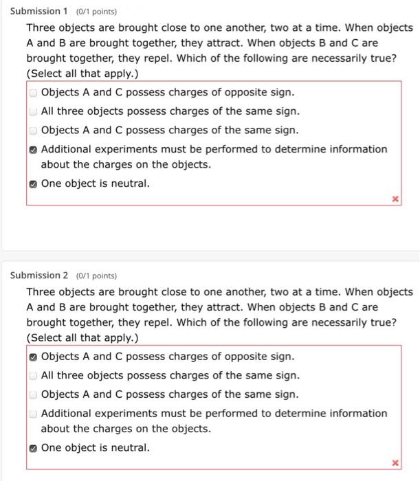 Solved Submission 1 (0/1 points) Three objects are brought | Chegg.com