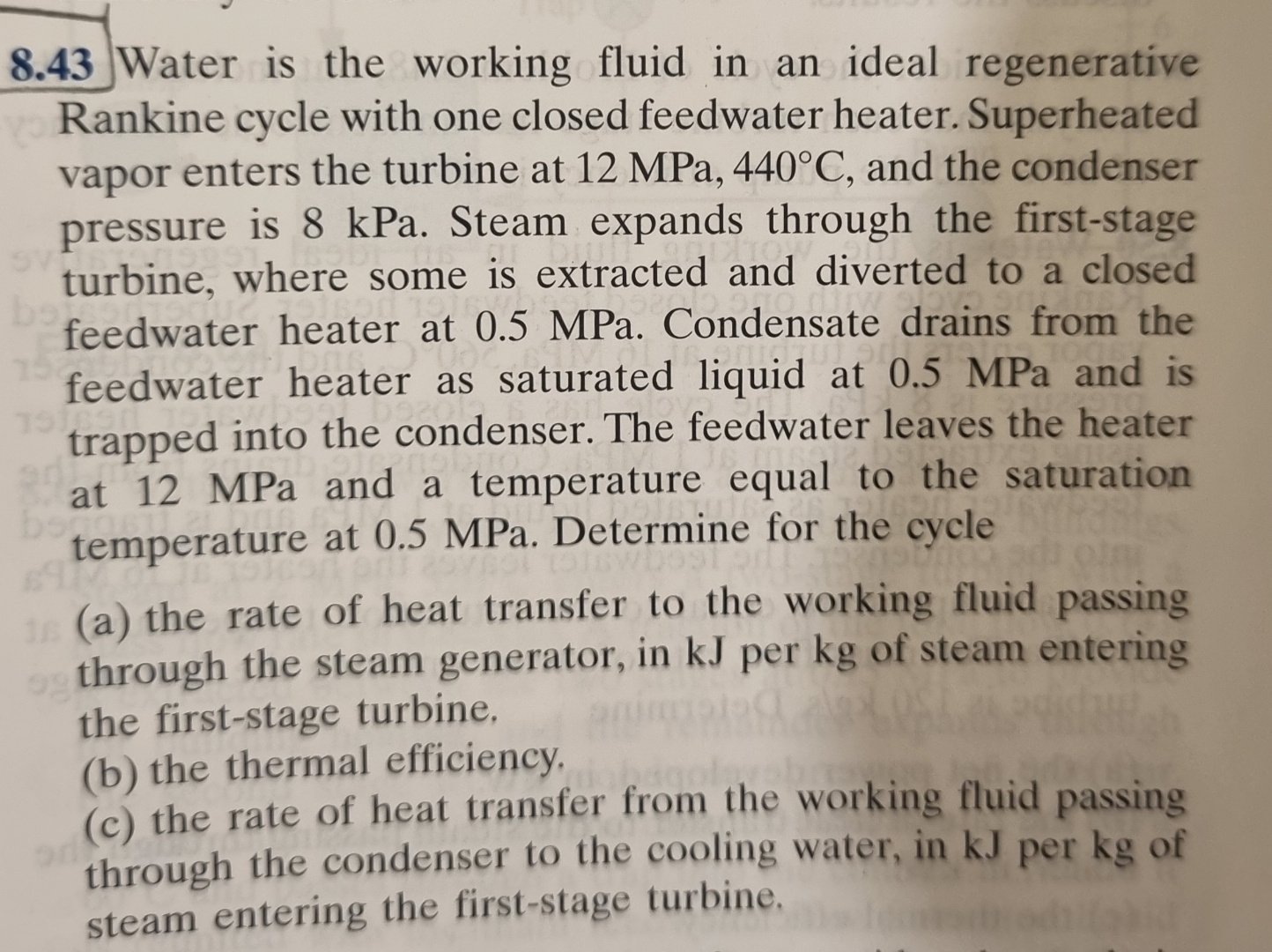 Solved 8.43 ﻿Water is the working fluid in an ideal | Chegg.com