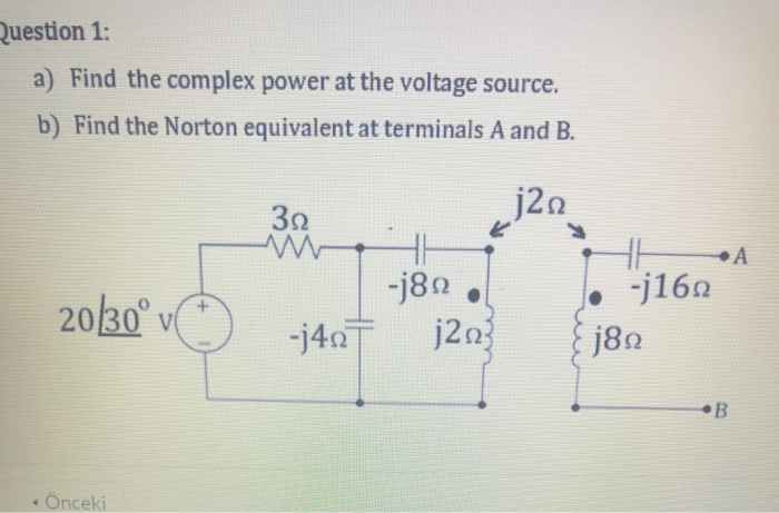Solved Question 1: a) Find the complex power at the voltage | Chegg.com