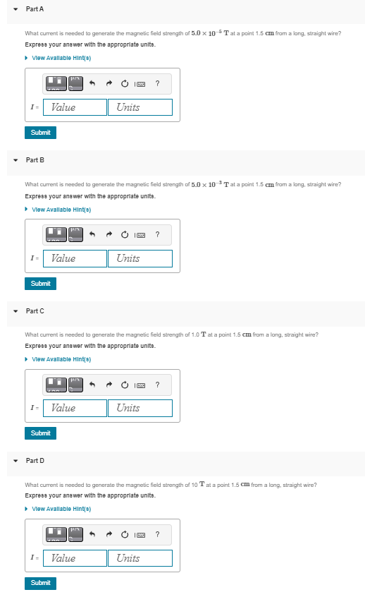 Solved Part AWhat current is needed to generate the magnetic | Chegg.com