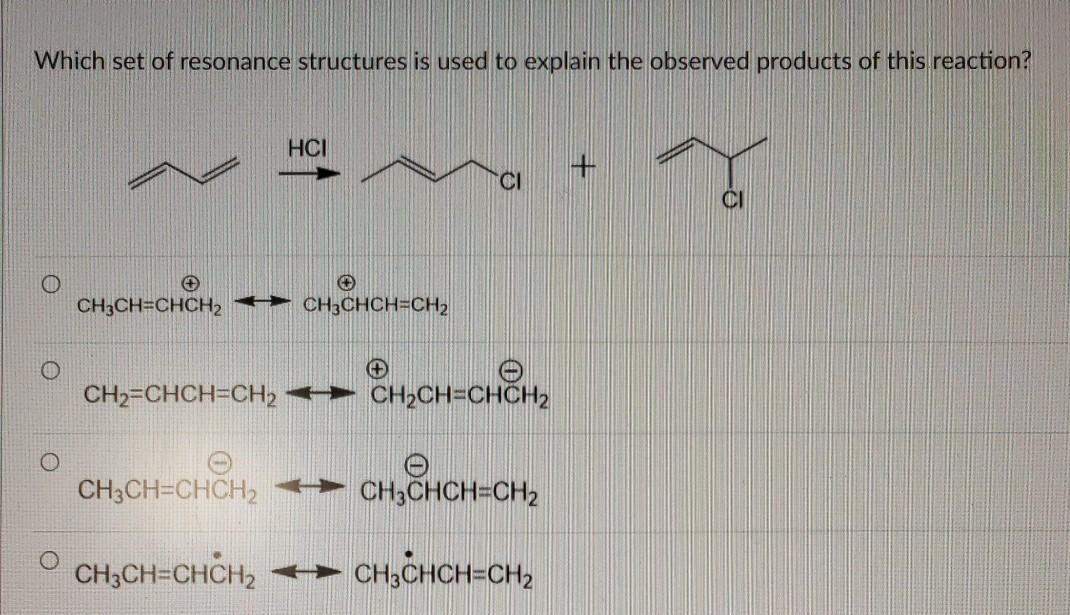 Solved Which set of resonance structures is used to explain | Chegg.com