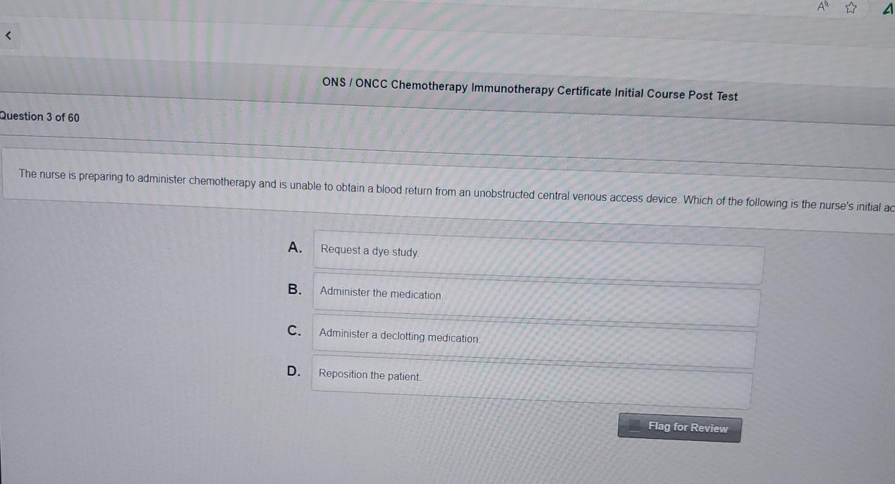 Solved ONS I ONCC Chemotherapy Immunotherapy Certificate | Chegg.com