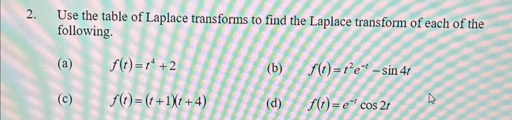 Solved Use the table of Laplace transforms to find the | Chegg.com