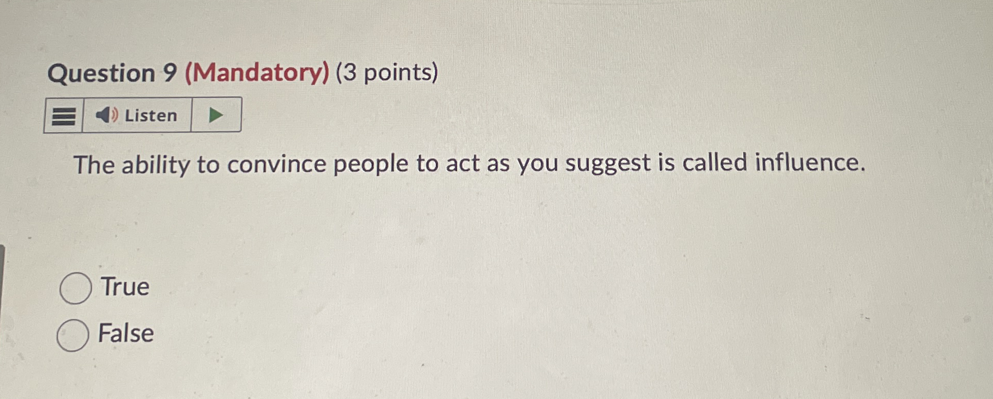 Solved Question 9 (Mandatory) (3 ﻿points)ListenThe ability | Chegg.com